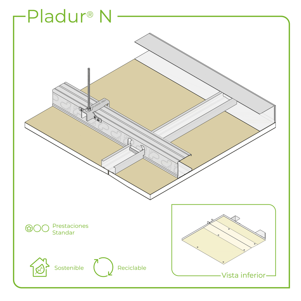 T.C. suspendido Pladur® NEO 48/1000x600 1x15 N MW - Pladur