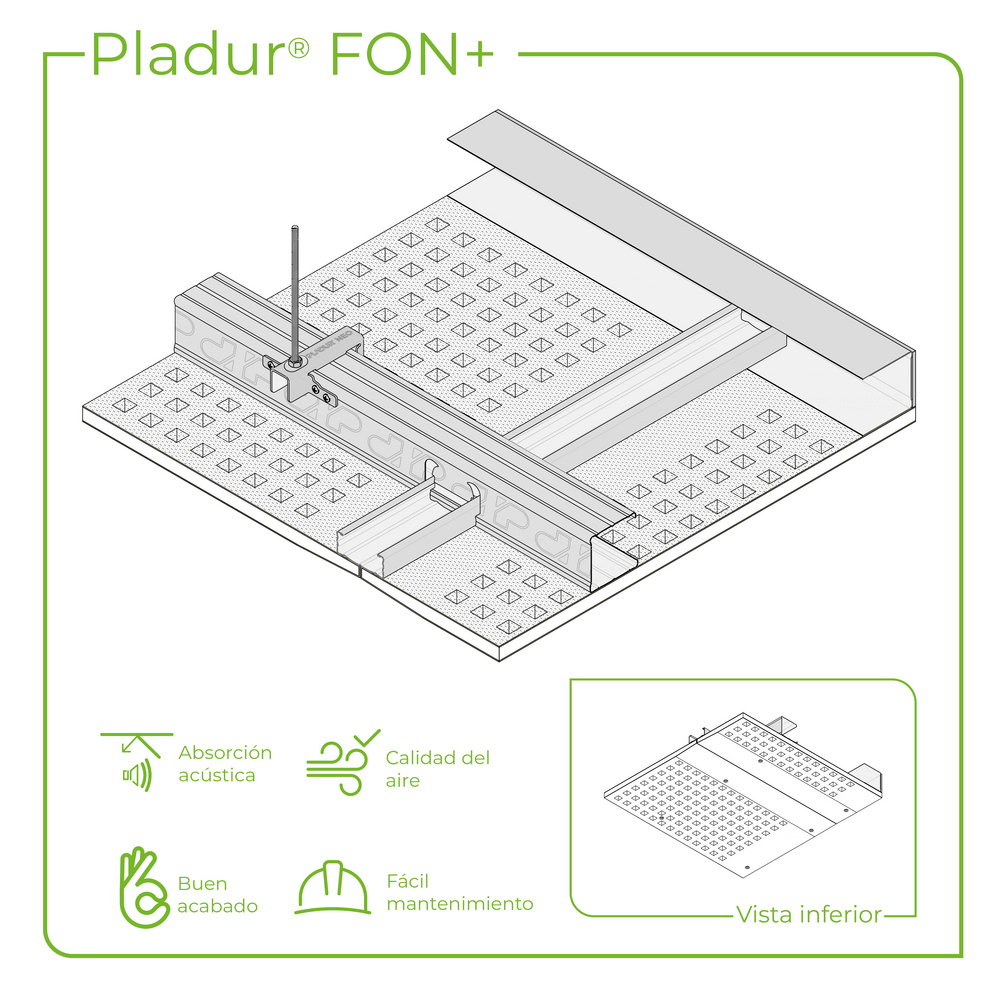 Suspended ceiling Pladur® NEO 48/1200x400 1x12,5 FON+ C8/18 nº2 BA MW ...